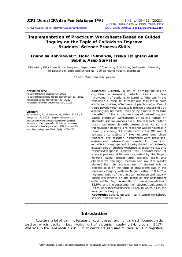 (PDF) Guided Inquiry Practicum for Science Skills