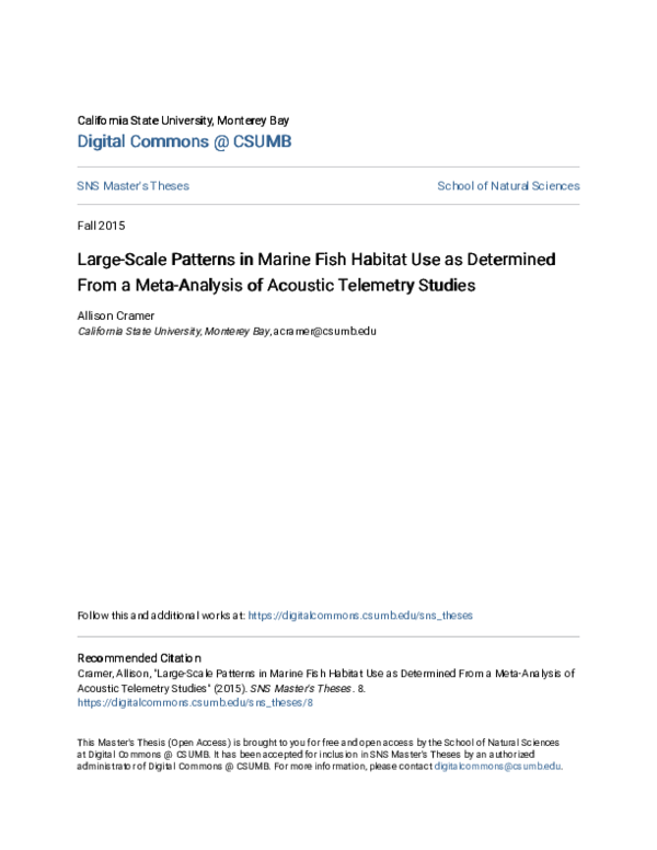 (PDF) Large-Scale Patterns in Marine Fish Habitat Use as Determined From a Meta-Analysis of ...
