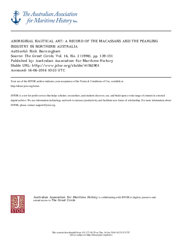 (PDF) Aboriginal nautical art: a record of the Macassans and the ...