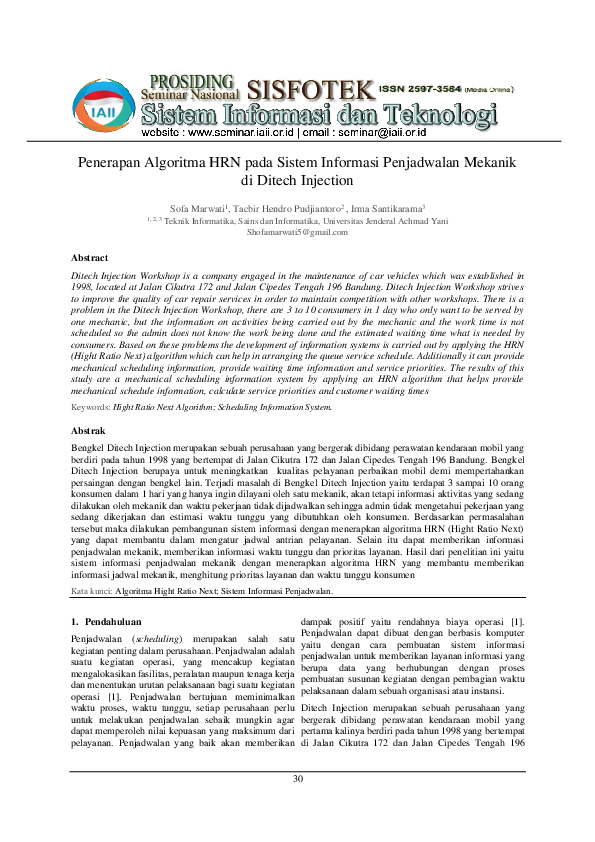 (PDF) Penerapan Algoritma HRN pada Sistem Informasi Penjadwalan Mekanik ...