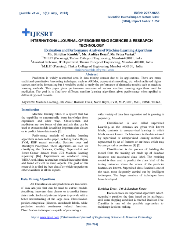 Pdf Technology Evaluation And Performance Analysis Of Machine