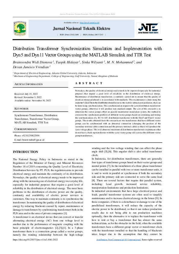 Pdf Distribution Transformer Synchronization Simulation With Two Different Vector Groups Using