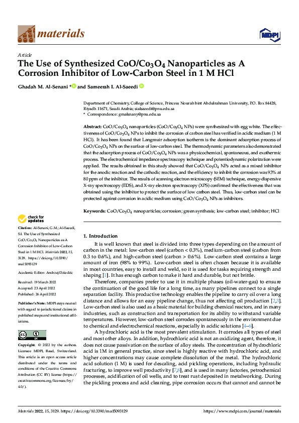 (PDF) The Use of Synthesized CoO/Co3O4 Nanoparticles as A Corrosion ...