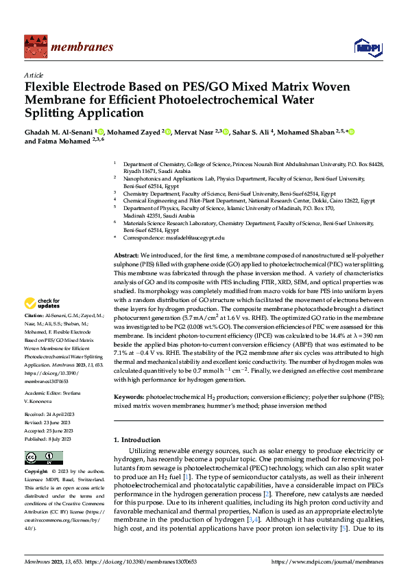 (PDF) Flexible Electrode Based on PES/GO Mixed Matrix Woven Membrane ...