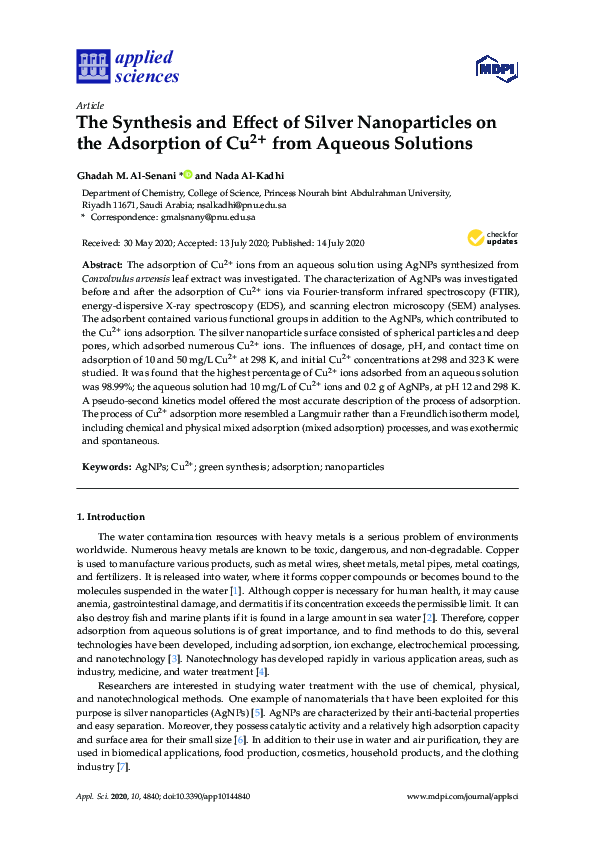 (PDF) The Synthesis and Effect of Silver Nanoparticles on the ...