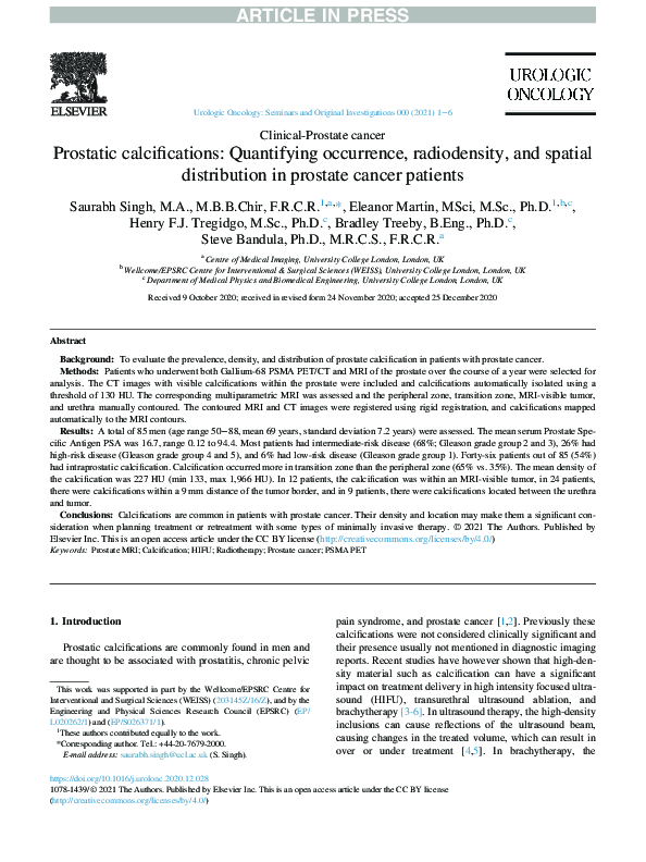 (PDF) Prostatic calcifications: Quantifying occurrence, radiodensity ...