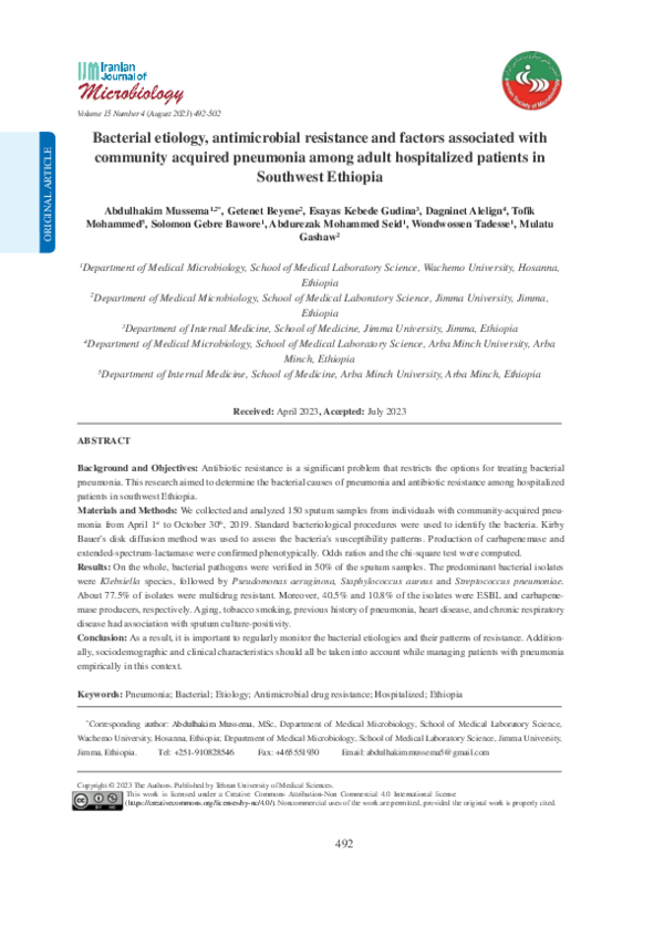 (PDF) Bacterial etiology, antimicrobial resistance and factors associated with community ...