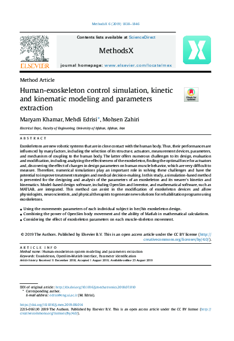 Pdf Human Exoskeleton Control Simulation Kinetic And Kinematic