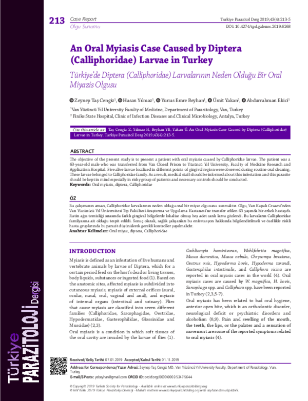 (PDF) An Oral Myiasis Case Caused by Diptera (Calliphoridae) Larvae in ...