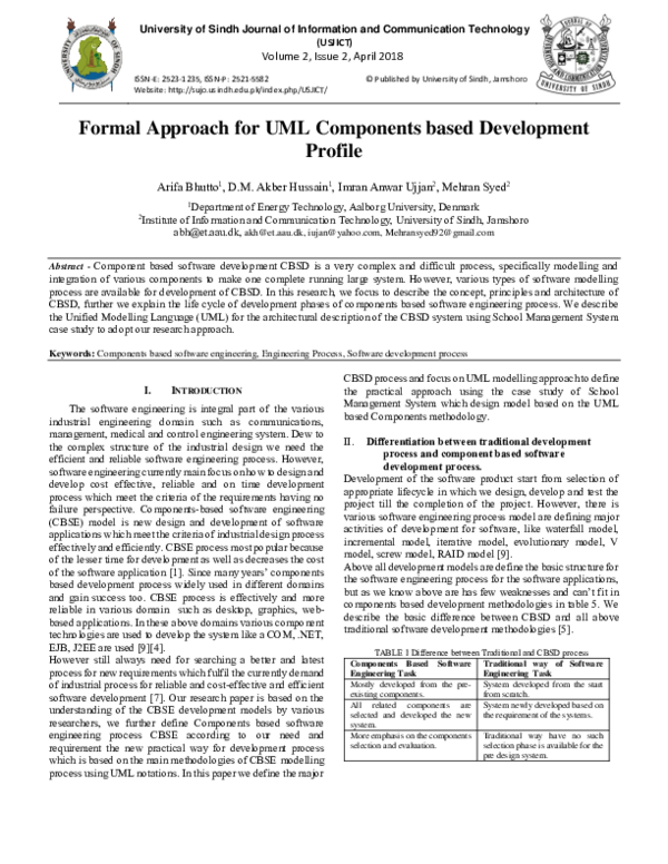 (PDF) Formal Approach for UML Components based Development Profile