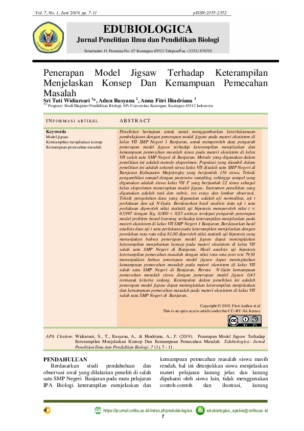 (PDF) Penerapan Model Jigsaw Terhadap Keterampilan Menjelaskan Konsep Dan Kemampuan Pemecahan ...