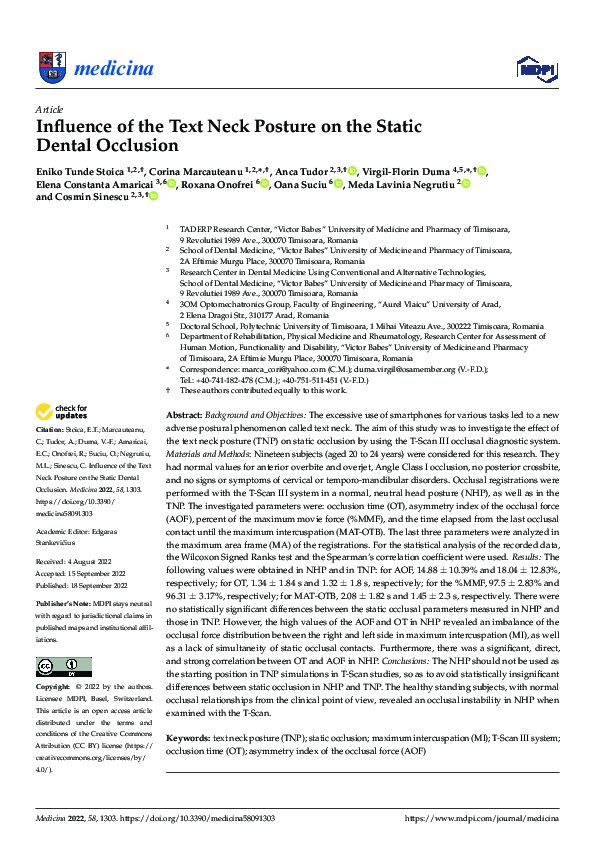 (PDF) Influence of the Text Neck Posture on the Static Dental Occlusion