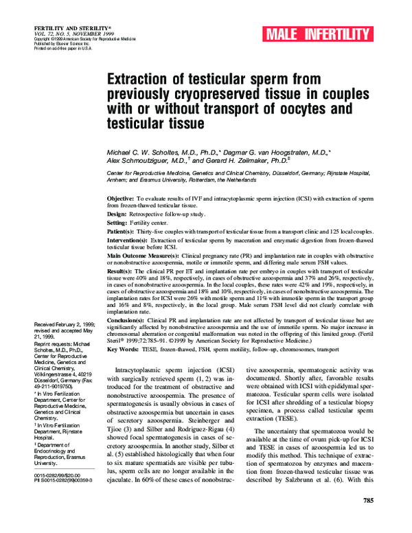 (PDF) Extraction of testicular sperm from previously cryopreserved ...