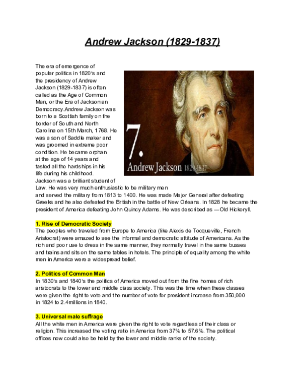 (DOC) Andrew Jackson (1829-1837)