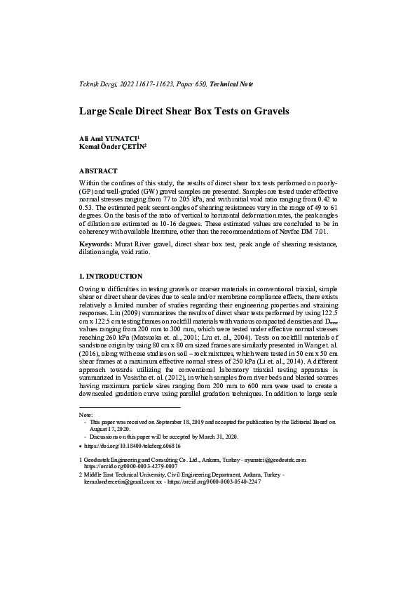 (PDF) Large Scale Direct Shear Box Tests on Gravels