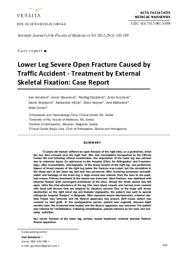 (PDF) Lower Leg Severe Open Fracture Caused by Traffic Accident ...