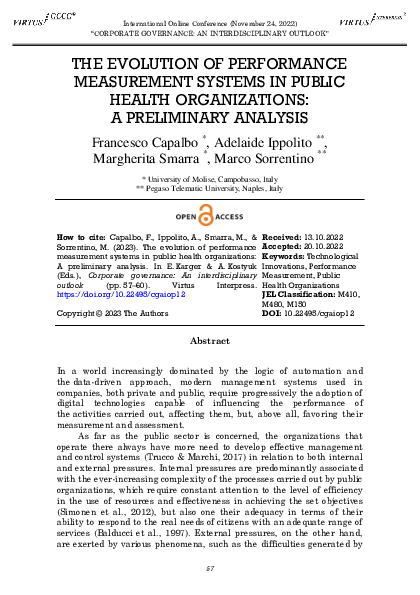 (PDF) The evolution of performance measurement systems in public health ...
