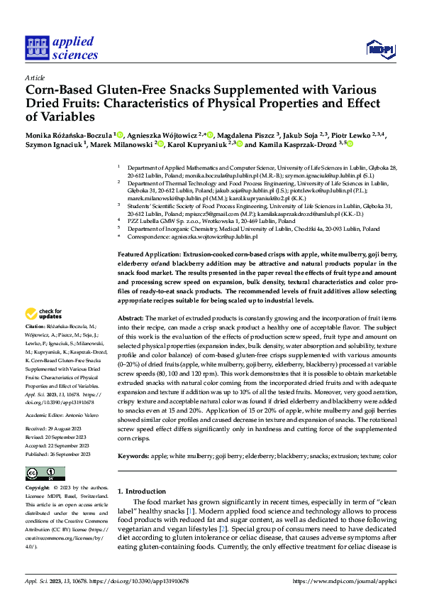 (PDF) Corn-Based Gluten-Free Snacks Supplemented with Various Dried ...