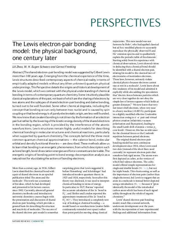 (PDF) The Lewis electron-pair bonding model: the physical background ...