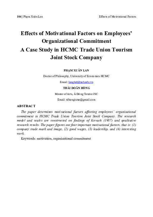 (PDF) Effects of Motivational Factors on Employees’ Organizational ...