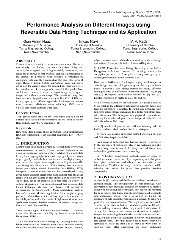 (PDF) Performance Analysis on Different Images using Reversible Data Hiding Technique and its ...