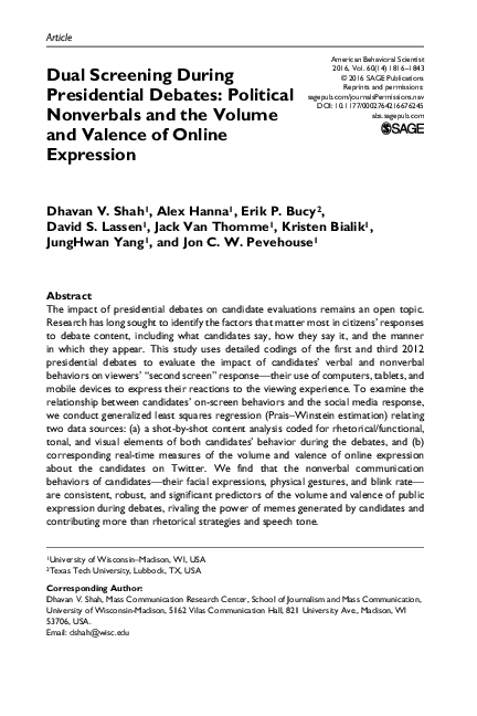 (PDF) Dual Screening During Presidential Debates