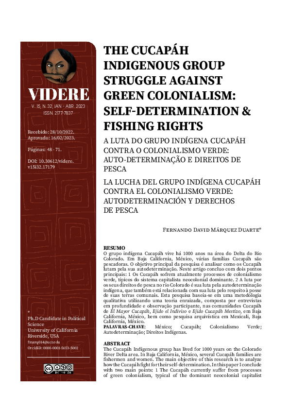 (PDF) THE CUCAPÁH INDIGENOUS GROUP STRUGGLE AGAINST GREEN COLONIALISM ...