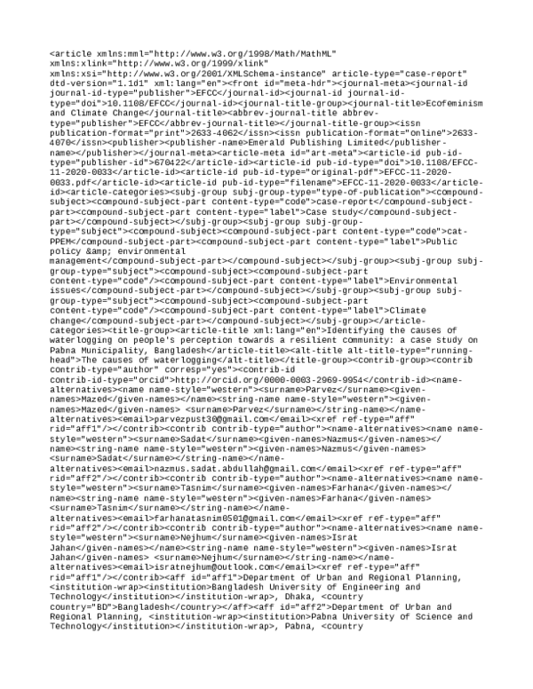 Identifying the causes of waterlogging on people's perception towards a ...