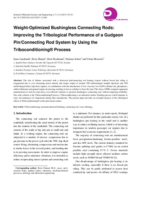 (PDF) Weight-Optimized Bushingless Connecting Rods: Improving the ...