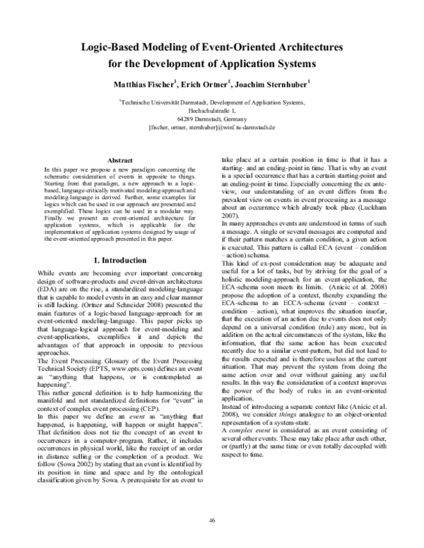 (PDF) Logic-based modeling of event-oriented architectures in development of application systems