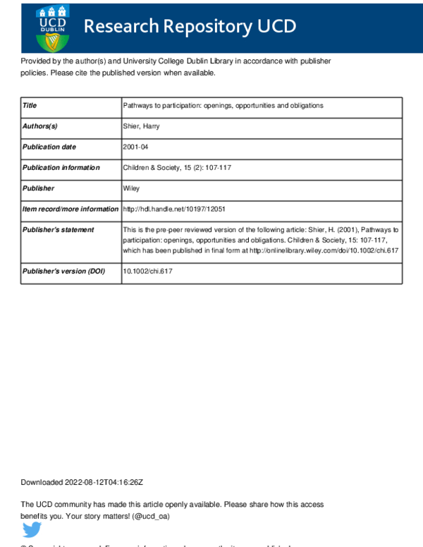 (PDF) Pathways to participation: openings, opportunities and obligations