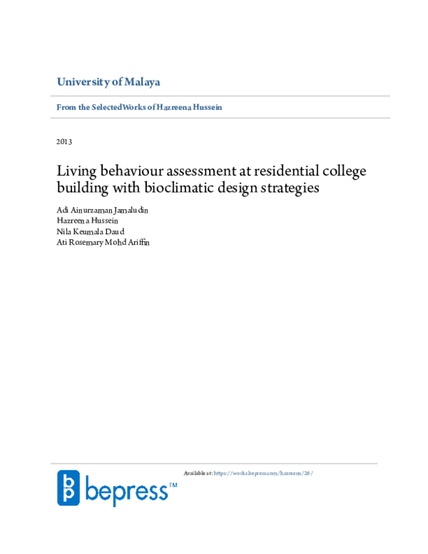 (PDF) Living behaviour assessment at residential college building with ...