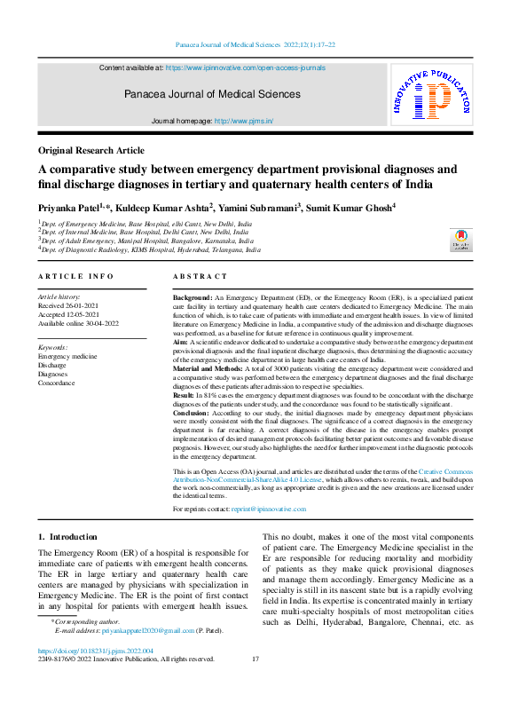 (PDF) A comparative study between emergency department provisional ...