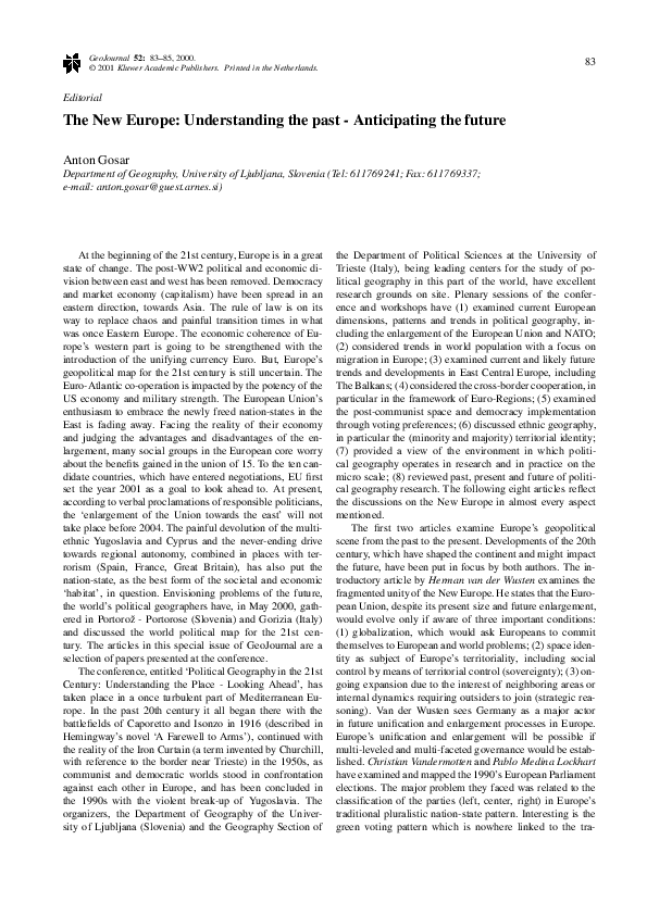 (PDF) The New Europe: Understanding the past - Anticipating the future
