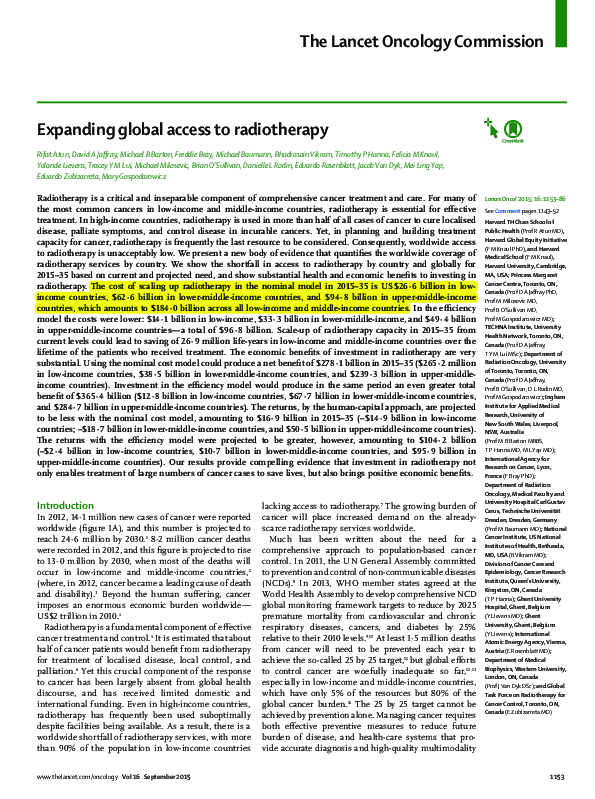 (PDF) Expanding global access to radiotherapy (PDF) Expanding global access to radiotherapy