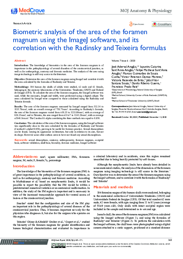 (PDF) Biometric analysis of the area of the foramen magnum using the ImageJ software, and its ...