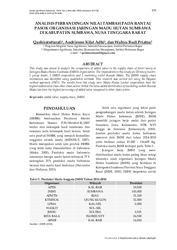 (PDF) Analisis Nilai Tambah Pelaku Rantai Pasok Organisasi Jaringan ...