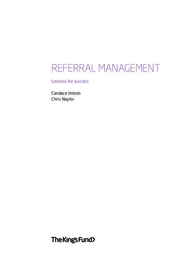 (PDF) REFERRAL MANAGEMENT Lessons for success