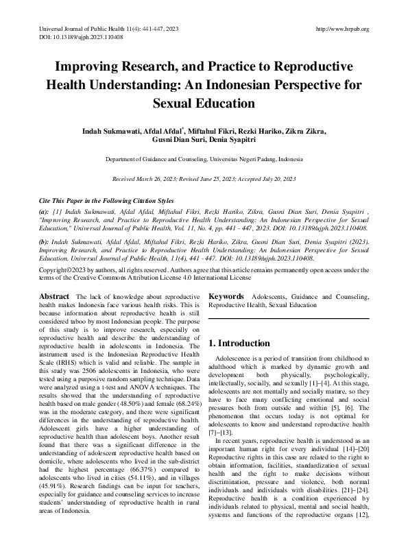 (PDF) Improving Research, and Practice to Reproductive Health ...