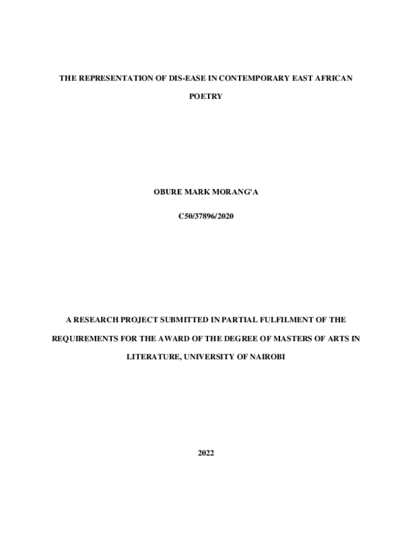 (PDF) OBURE M The Representation of Dis-ease in Contemporary East ...