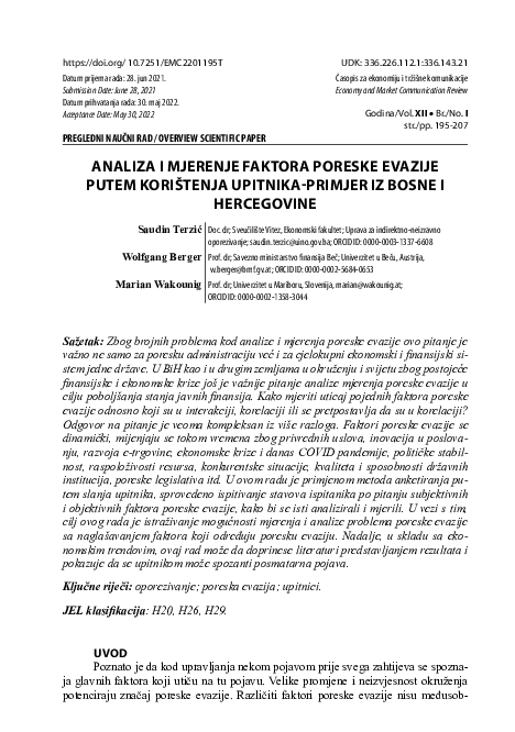 (PDF) ANALIZA I MJERENJE FAKTORA PORESKE EVAZIJE PUTEM KORIŠTENJA ...