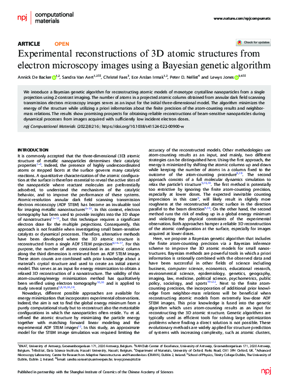 Pdf Experimental Reconstructions Of 3d Atomic Structures From Electron Microscopy Images Using