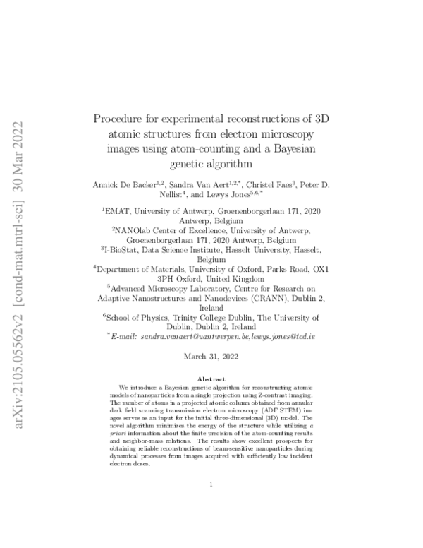 Pdf Procedure For 3d Atomic Resolution Reconstructions Using Atom Counting And A Bayesian