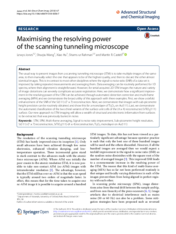 (PDF) Maximising the resolving power of the scanning tunneling microscope