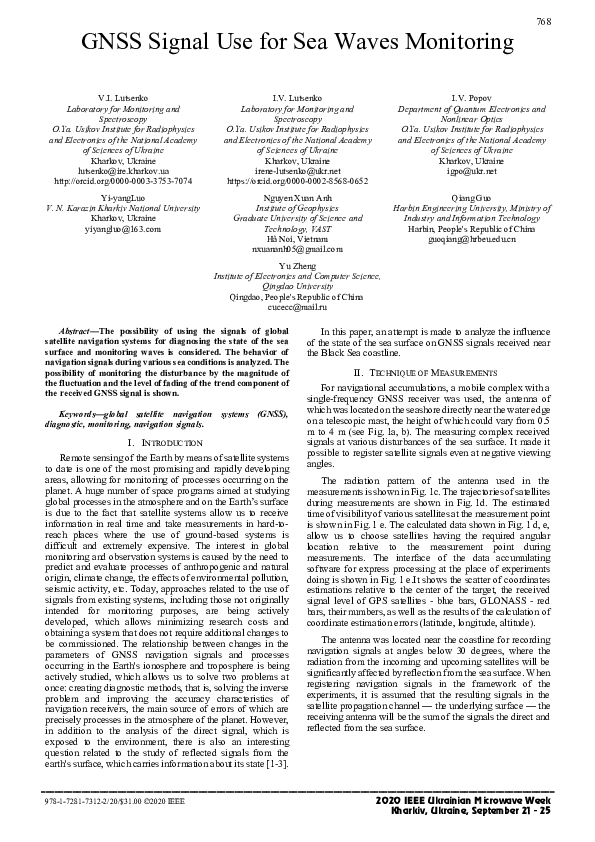 (PDF) GNSS Signal Use for Sea Waves Monitoring
