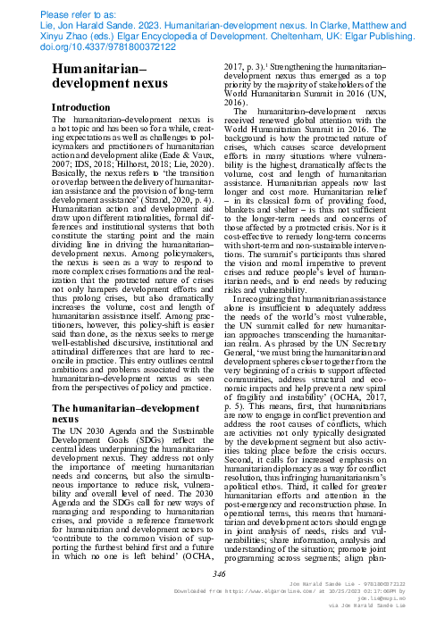 (PDF) The humanitarian–development nexus
