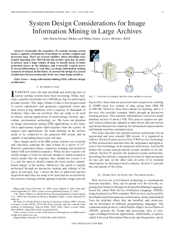 (PDF) System Design Considerations for Image Information Mining in Large Archives