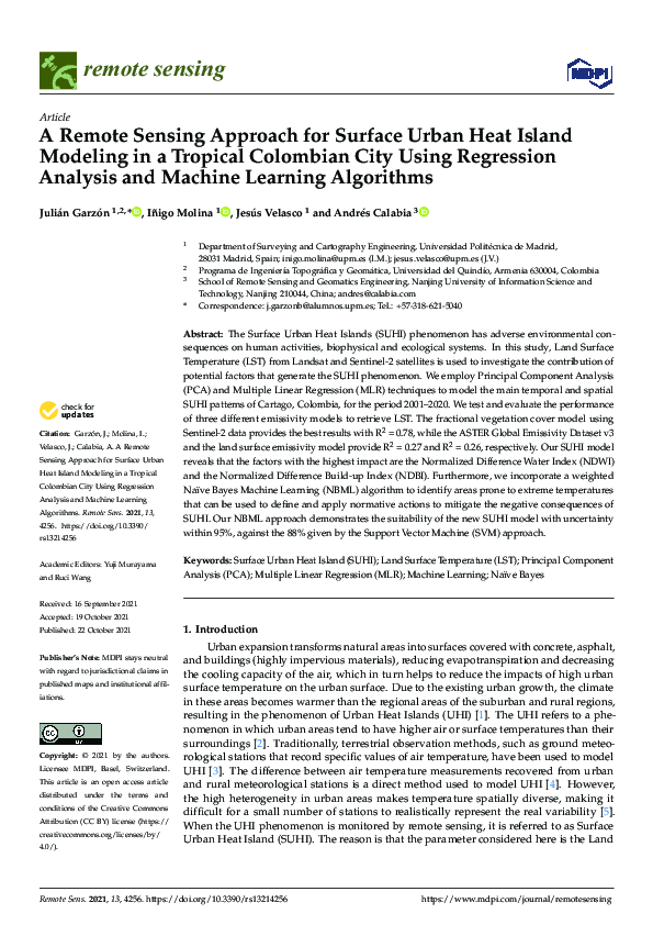 (PDF) A Remote Sensing Approach for Surface Urban Heat Island Modeling in a Tropical Colombian ...