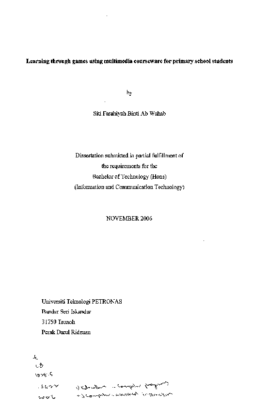 (PDF) Learning through games using multimedia courseware for primary school students