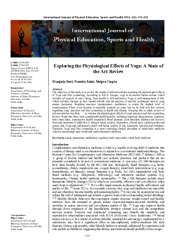 (PDF) Exploring the Physiological Effects of Yoga: A State of the Art ...